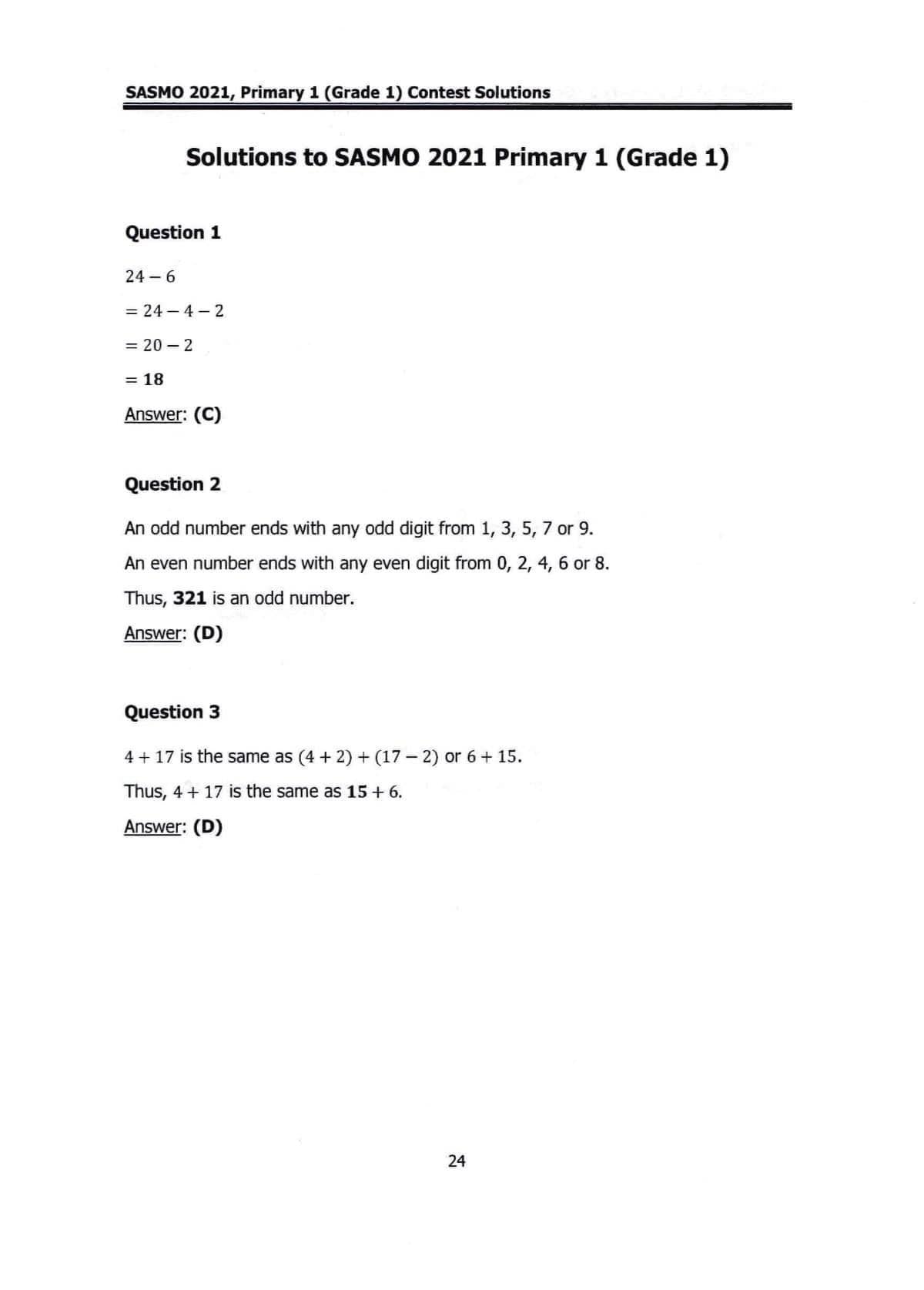 Singapore And Asian Schools Math Olympiad (SASMO) for Primary Levels ...